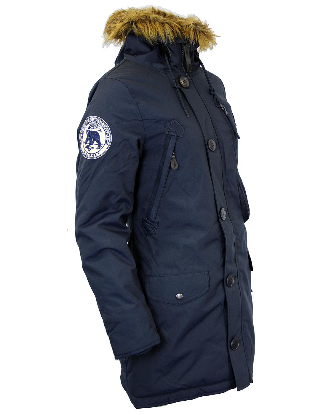 ALPHA NDUSTRIES Retro Mod Polar Womens Parka Jacket Rep Blue