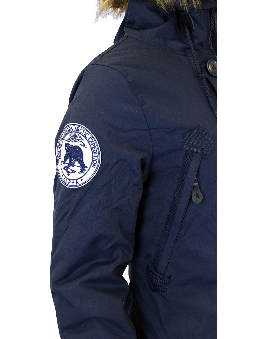 ALPHA NDUSTRIES Retro Mod Polar Womens Parka Jacket Rep Blue