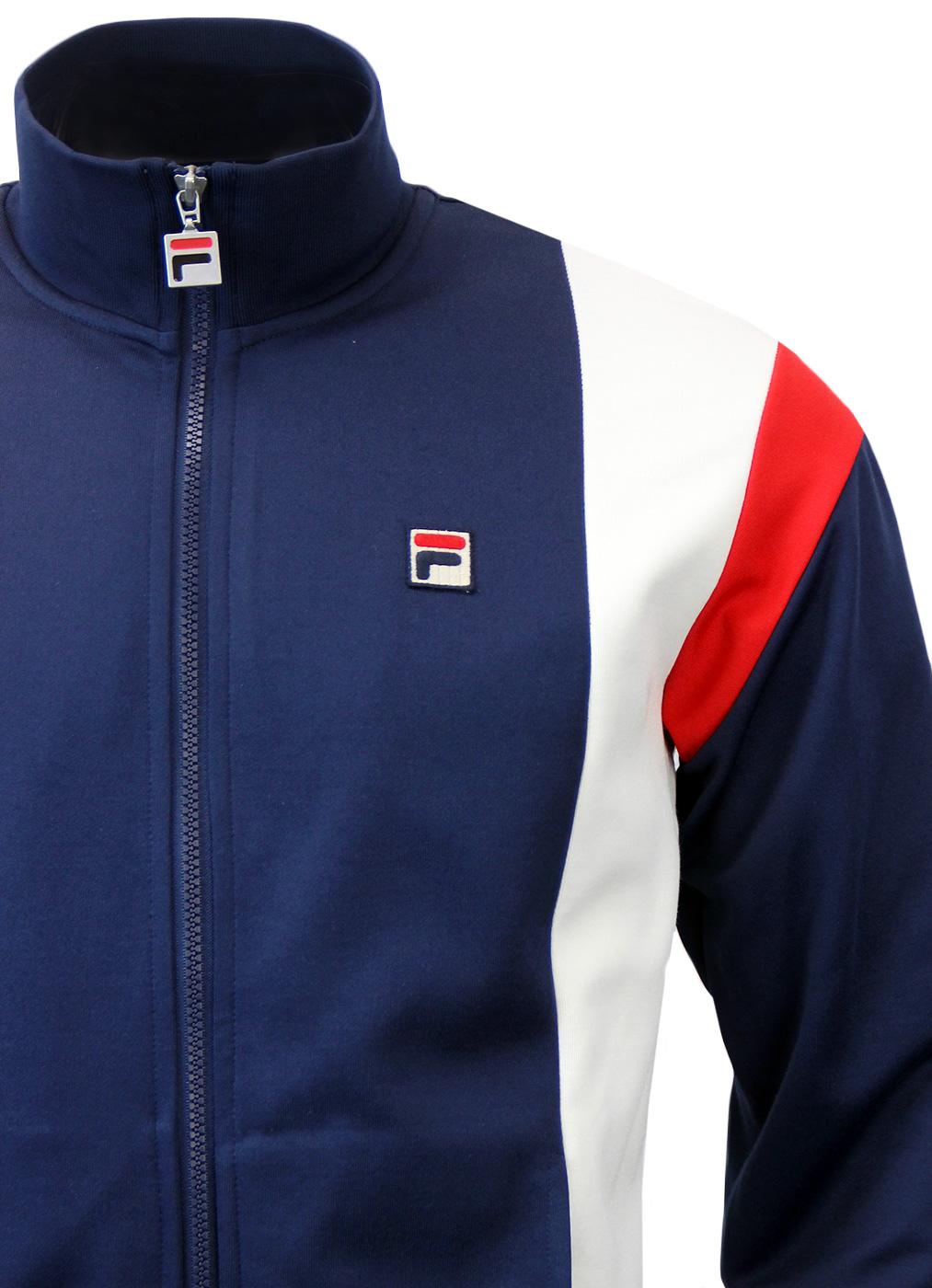 FILA VINTAGE Fusta Retro 1970s Track Jacket in Peacoat/Gardenia