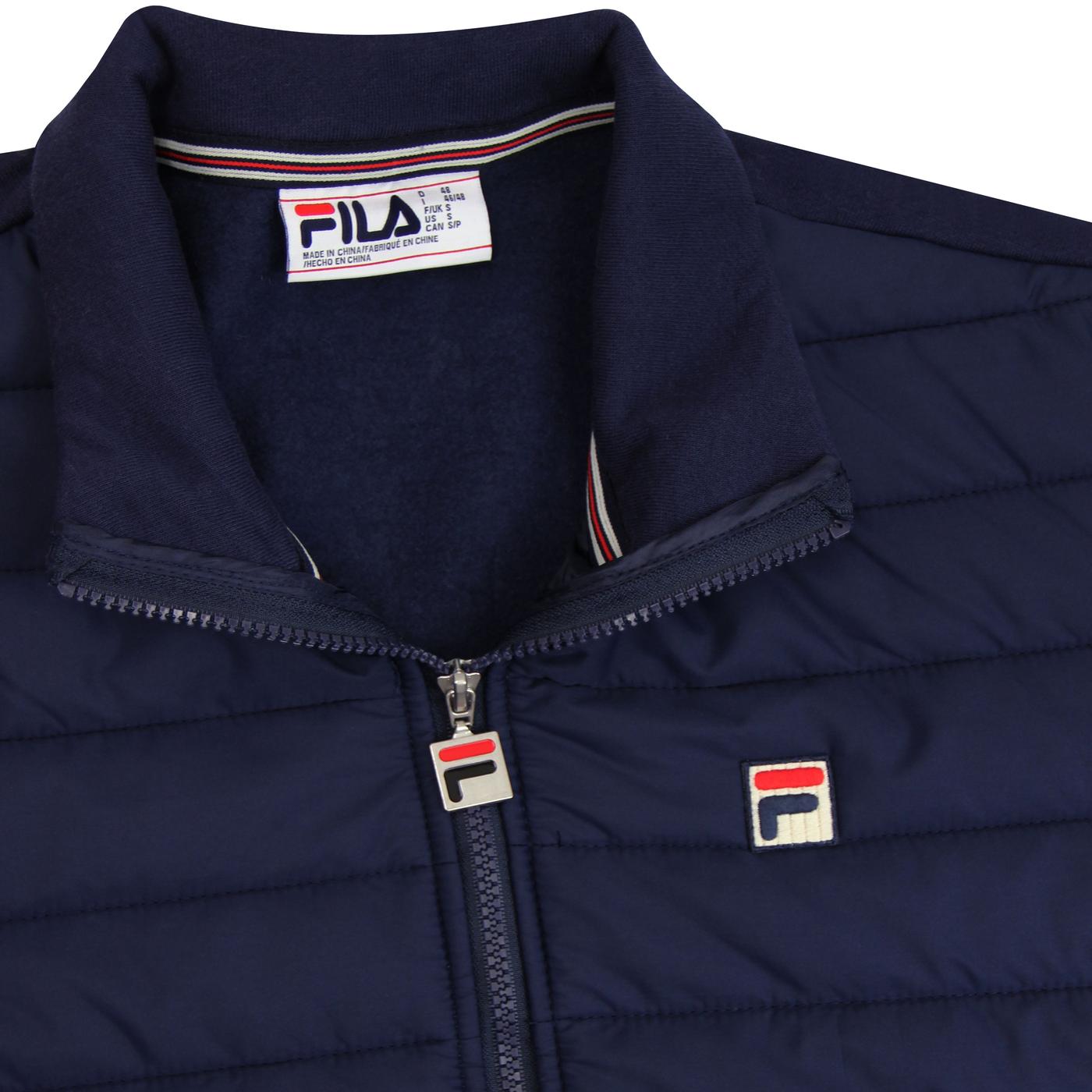 Trev FILA VINTAGE Retro 70s Padded Shell Jacket in Navy