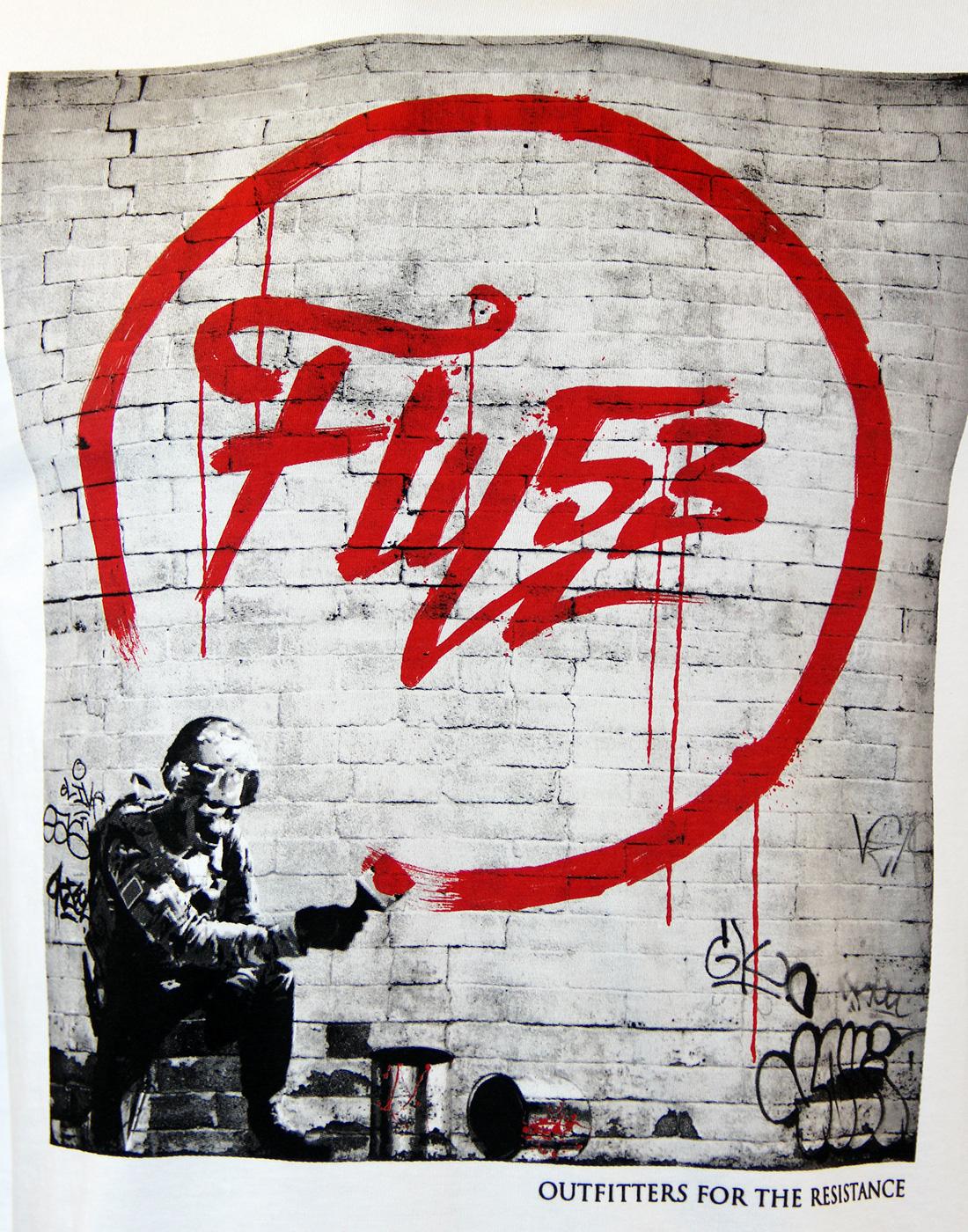 FLY53 Retro Banksy Style Graffiti Print T-Shirt in White