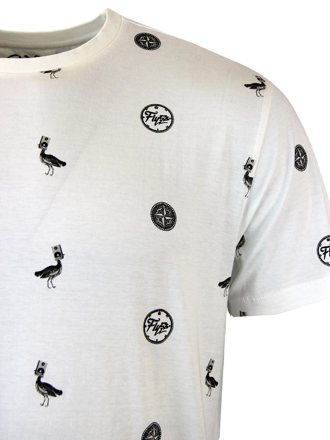 FLY53 Hipster Retro Mod Graphic Print T-Shirt in Ecru
