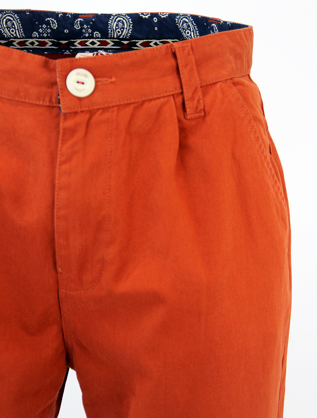 FLY53 Phoenik Mens Retro Indie Turn Up Tapered Chinos Rust