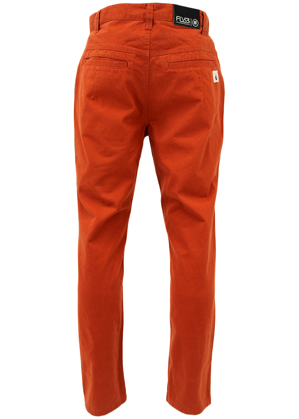 FLY53 Phoenik Mens Retro Indie Turn Up Tapered Chinos Rust