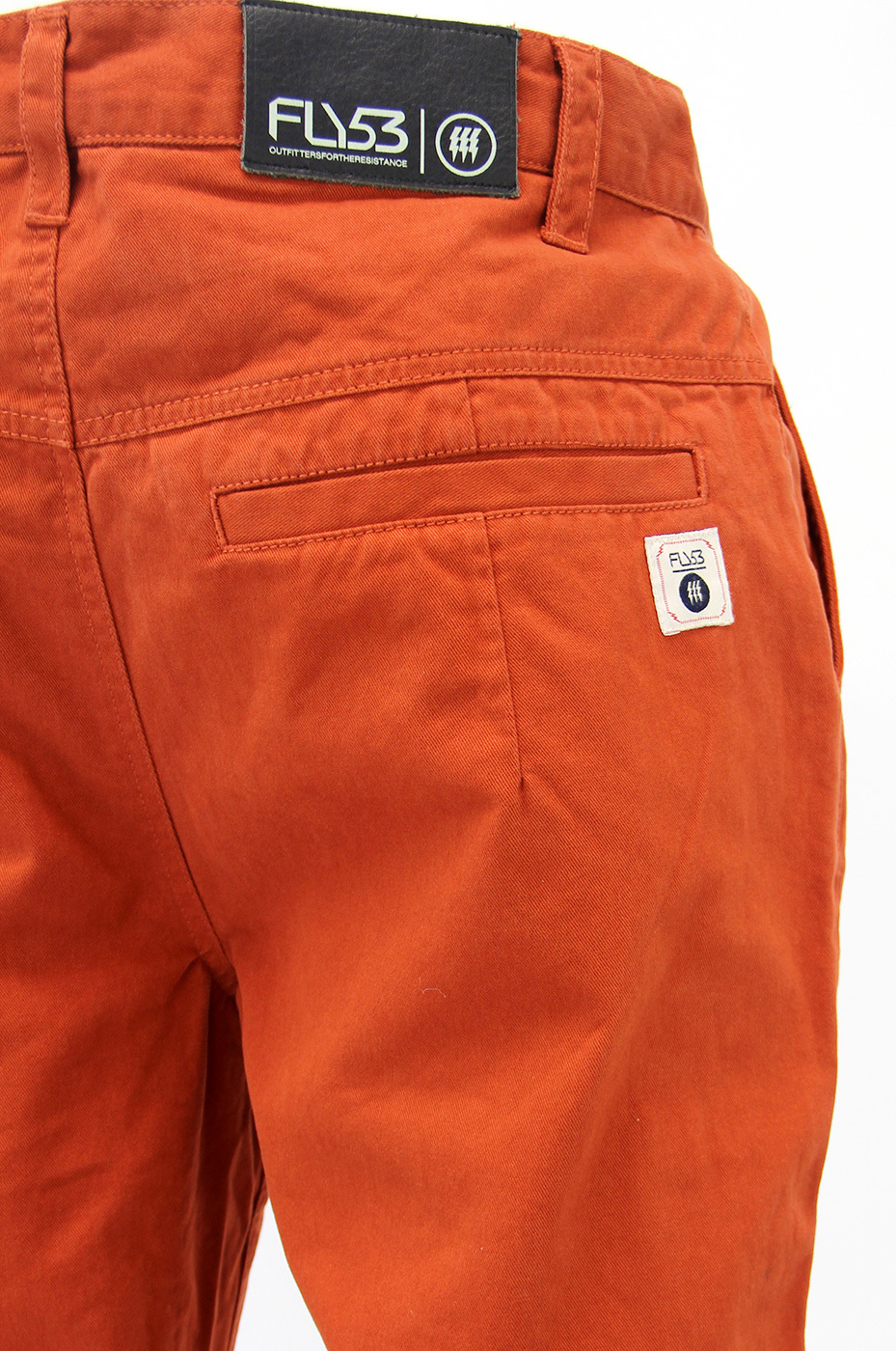 FLY53 Phoenik Mens Retro Indie Turn Up Tapered Chinos Rust
