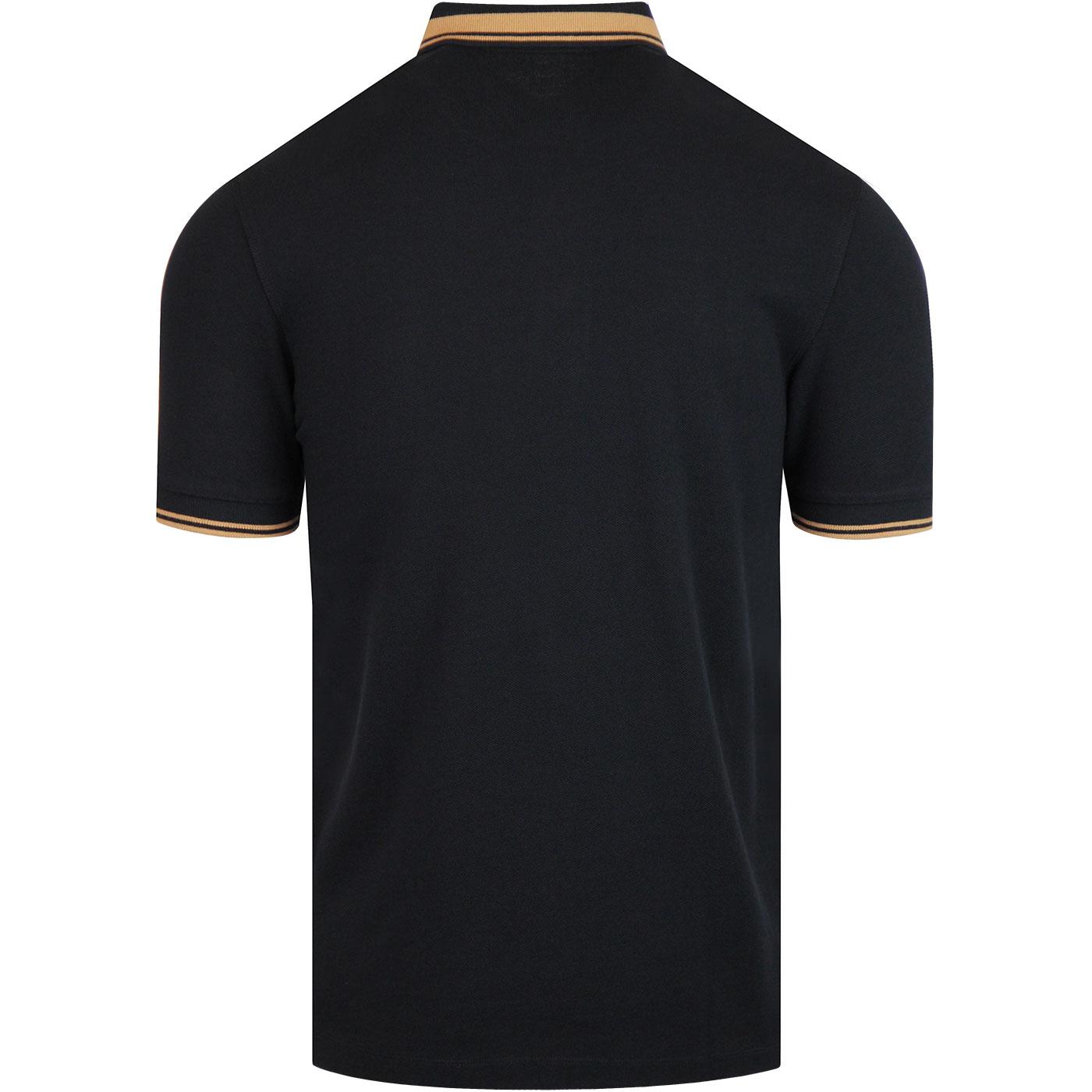 FRED PERRY Men's Mod Contrast Tipped Pique Polo in Black