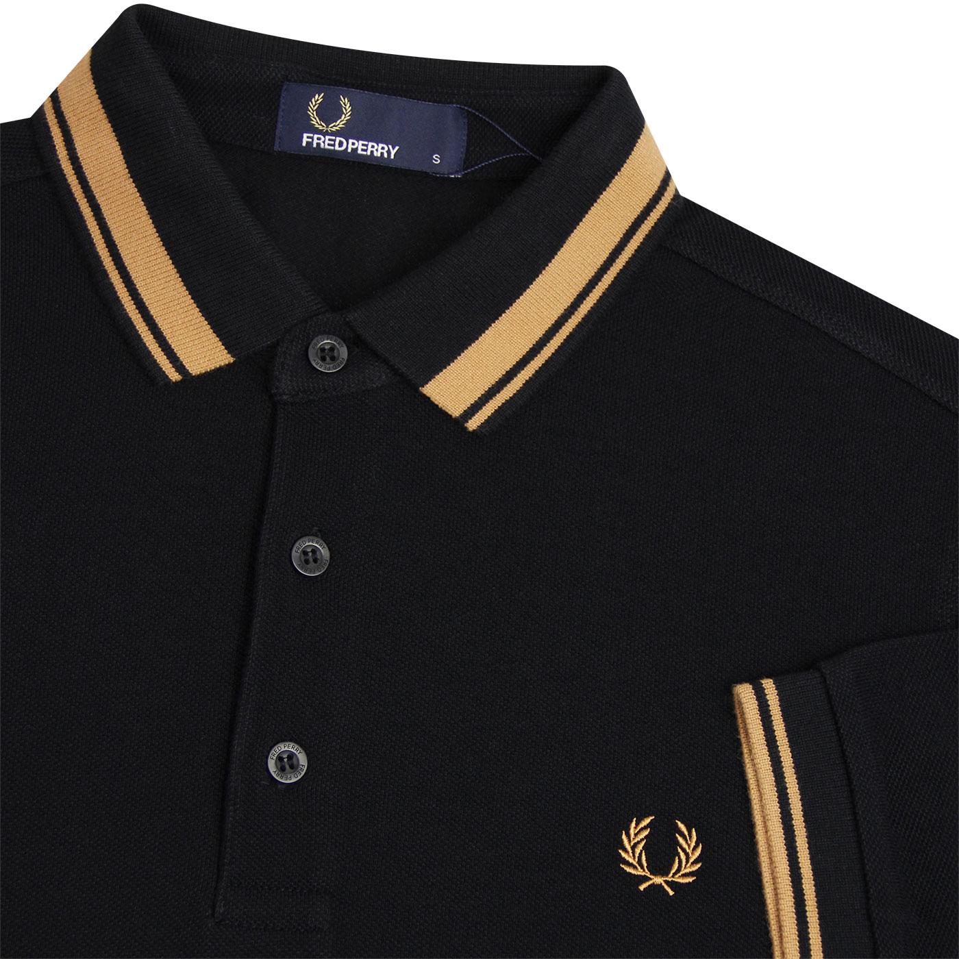 FRED PERRY Men's Mod Contrast Tipped Pique Polo in Black