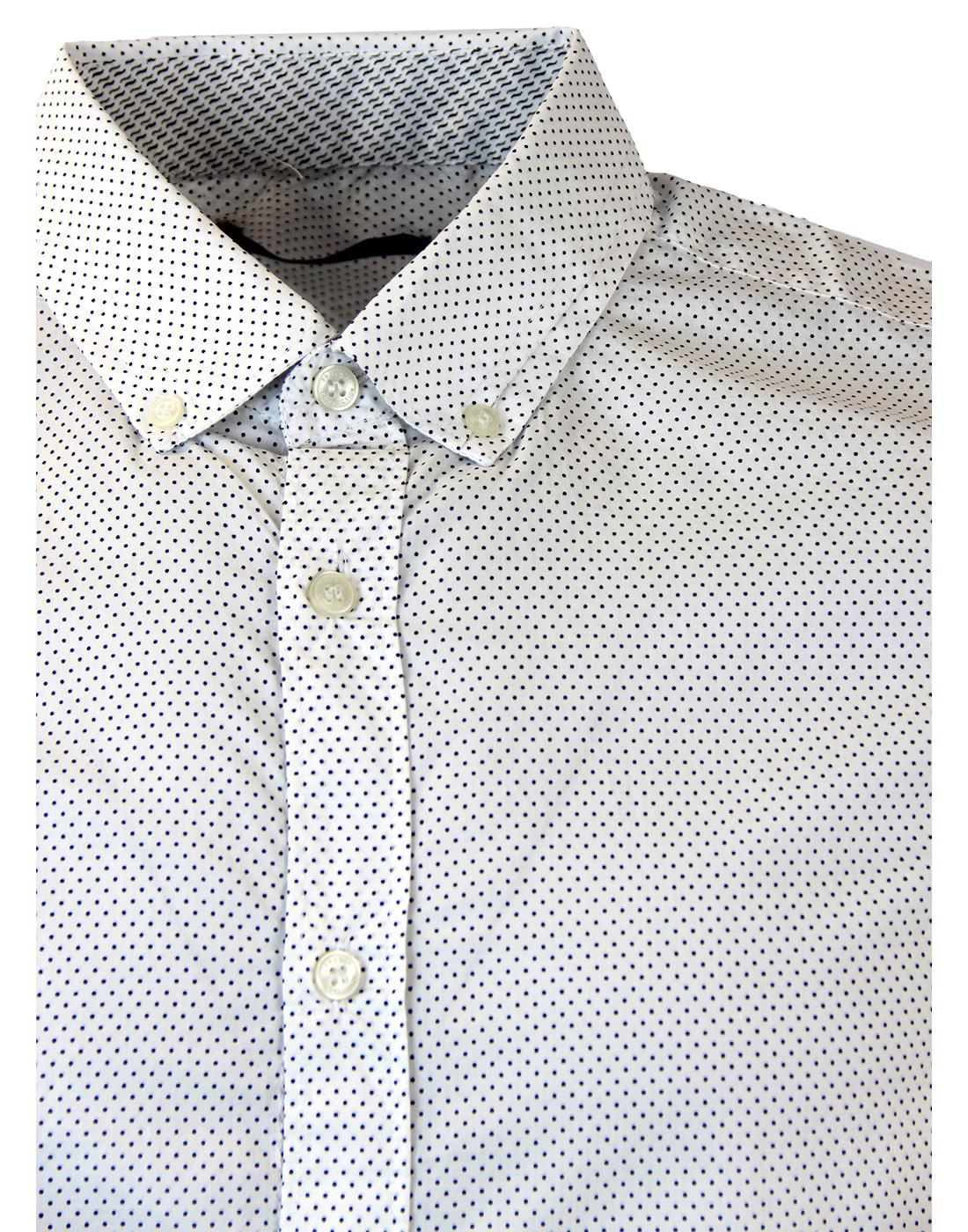 FRENCH CONNECTION Micro Dot Print Retro Shirt in White