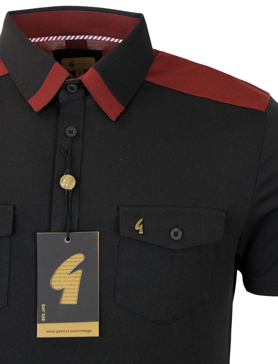 GABICCI VINTAGE Retro Mod Contrast Back Yoke Polo in Black