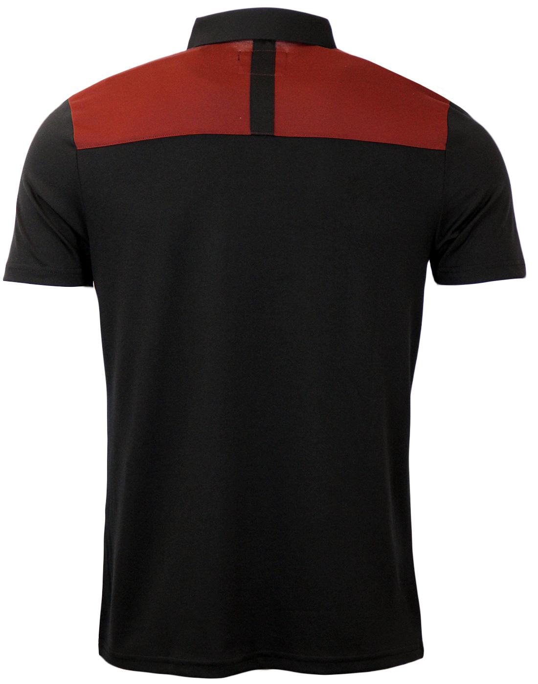 GABICCI VINTAGE Retro Mod Contrast Back Yoke Polo in Black