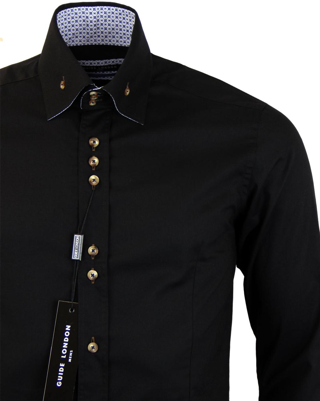 GUIDE LONDON Retro 60s Mod Indie Art Print Shirt in Black