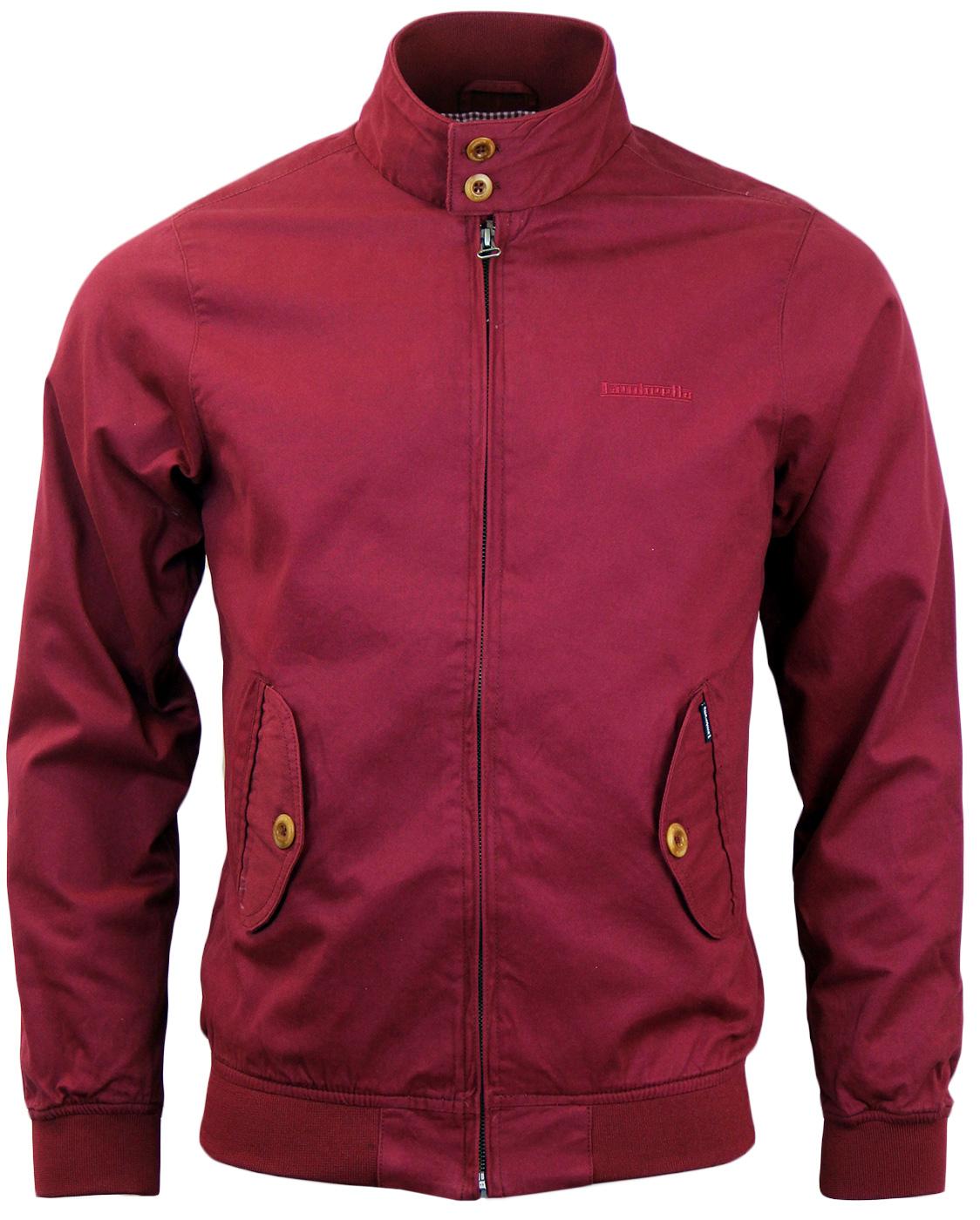 LAMBRETTA Retro 60s Mod Classic Harrington Jacket in Burgundy