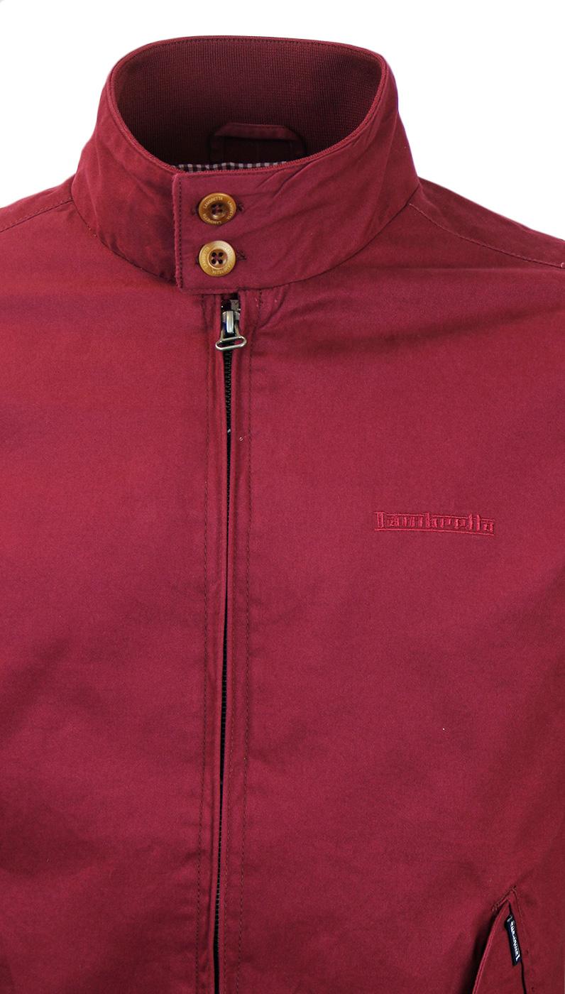 LAMBRETTA Retro 60s Mod Classic Harrington Jacket in Burgundy