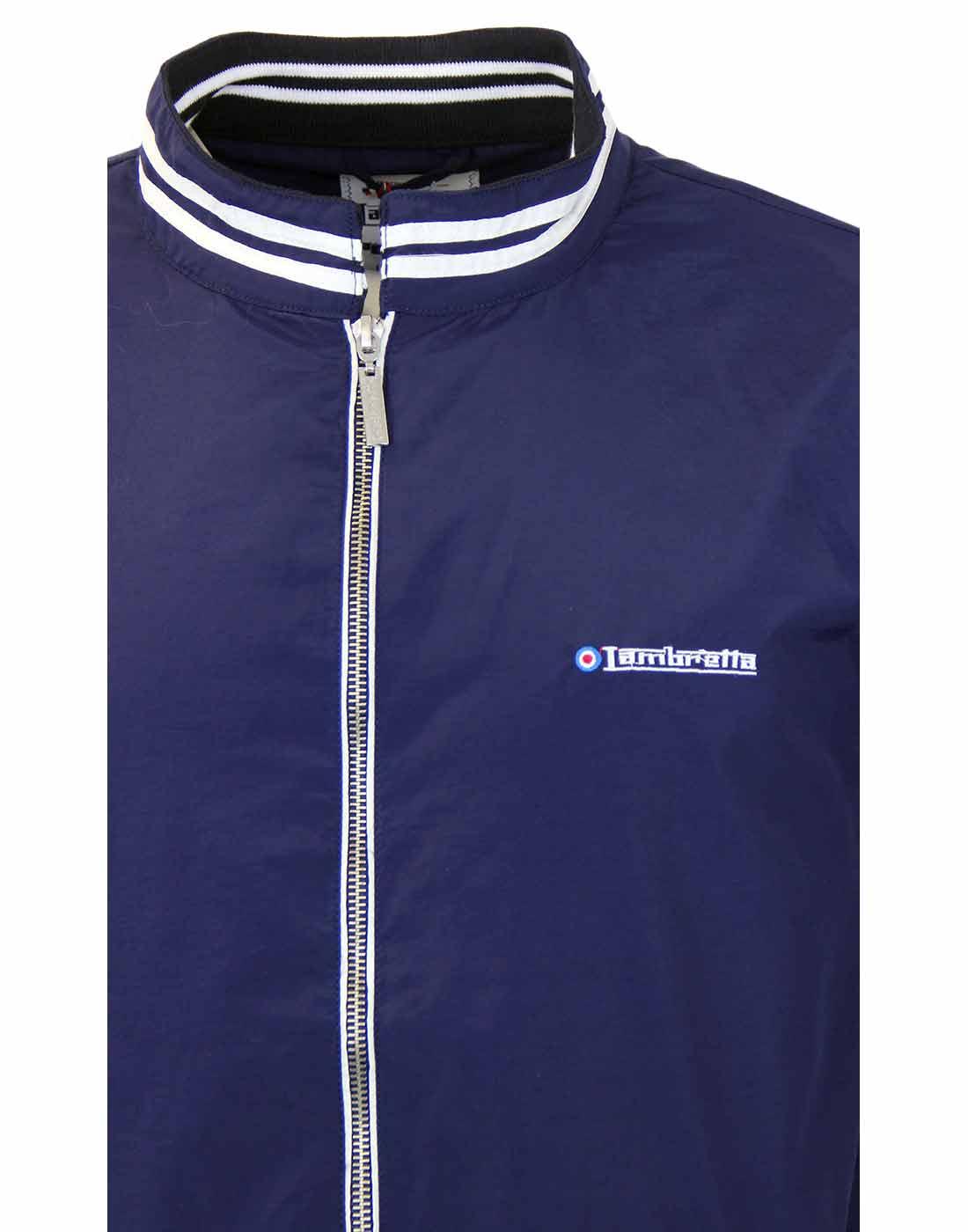 LAMBRETTA Zip Through Lightweight Retro Jacket in Navy