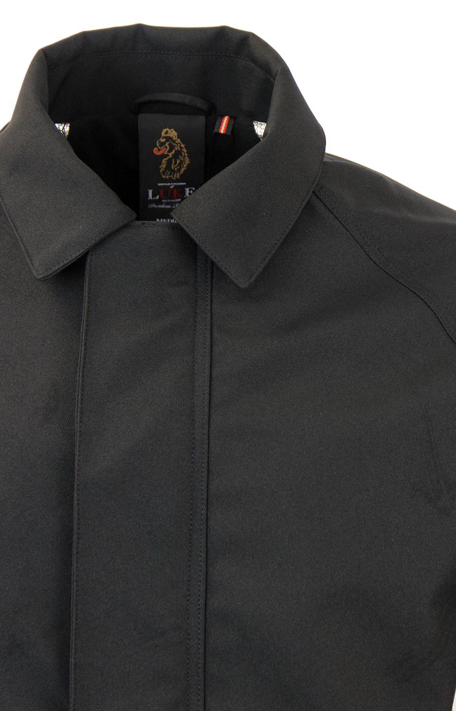 LUKE 1977 Enforcer Retro Short Length Mac Jacket in Jet Black