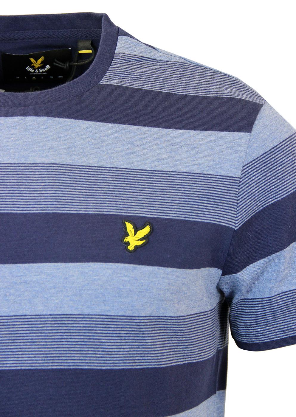LYLE & SCOTT Retro Mod Block Stripe Panel T-Shirt in Navy