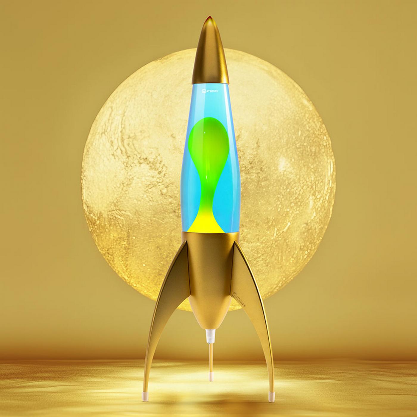 MATHMOS Telstar Retro 60s Matt Gold Lava Lamp Blue/Yellow
