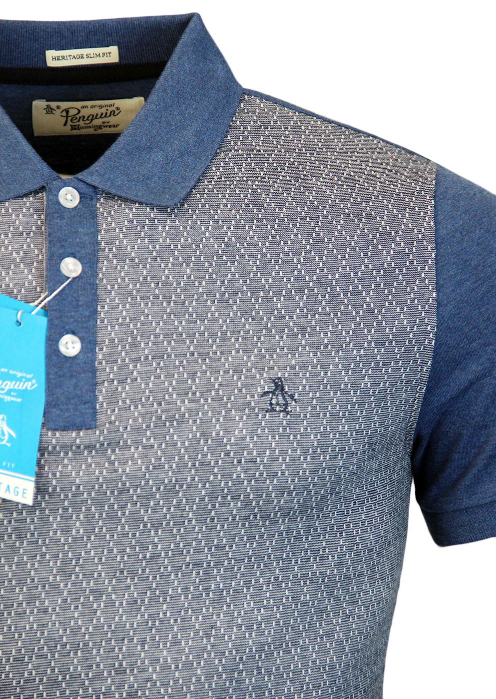ORIGINAL PENGUIN Desnet Mod Diamond Jacquard Polo in Dark Denim