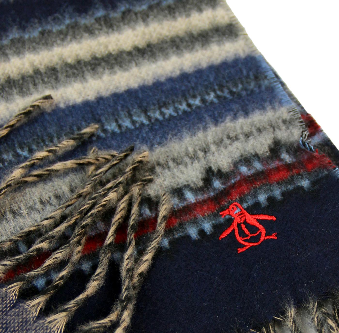 ORIGINAL PENGUIN Dodre Retro Mod Fair Isle Scarf in Dark Sapphire