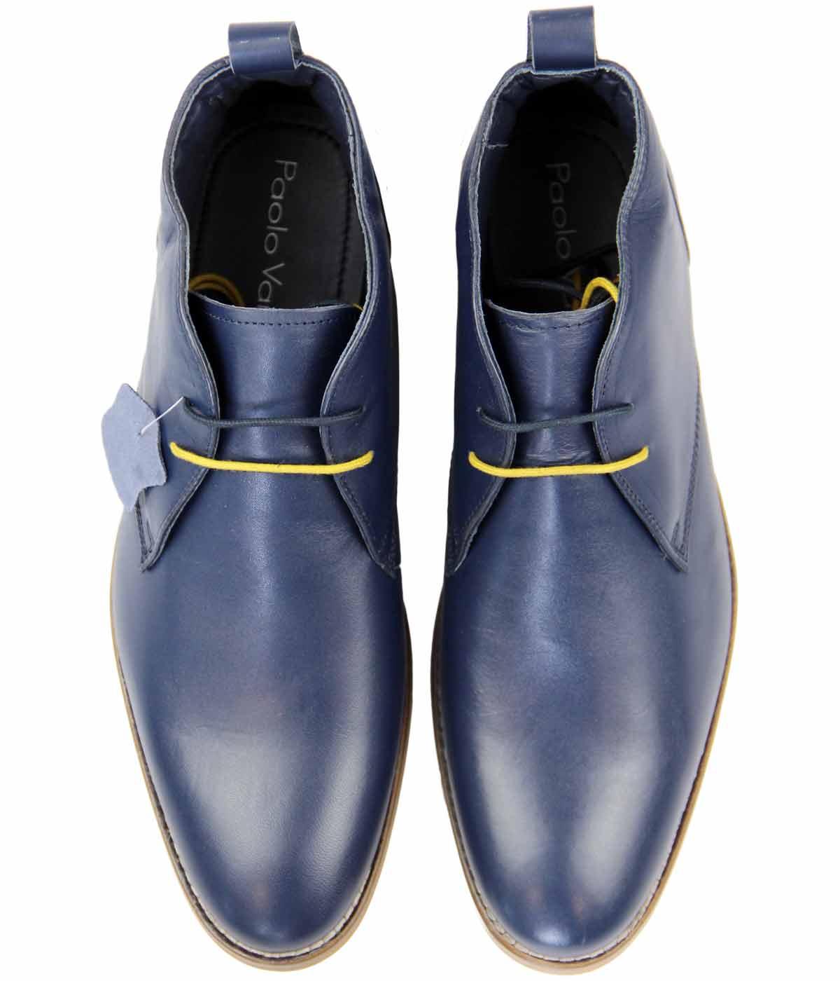 PAOLO VANDINI Kingston Leather Retro 60s Mod Desert Boots in Navy