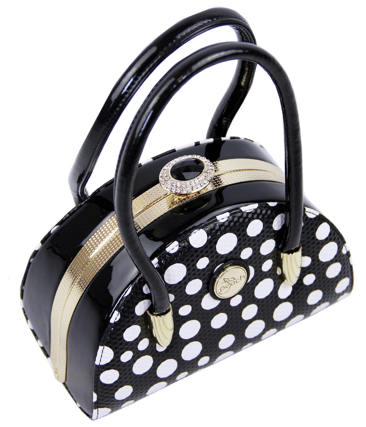 Peach Spot Handbag Mod Retro 60's Spot Box Bag In Black And White