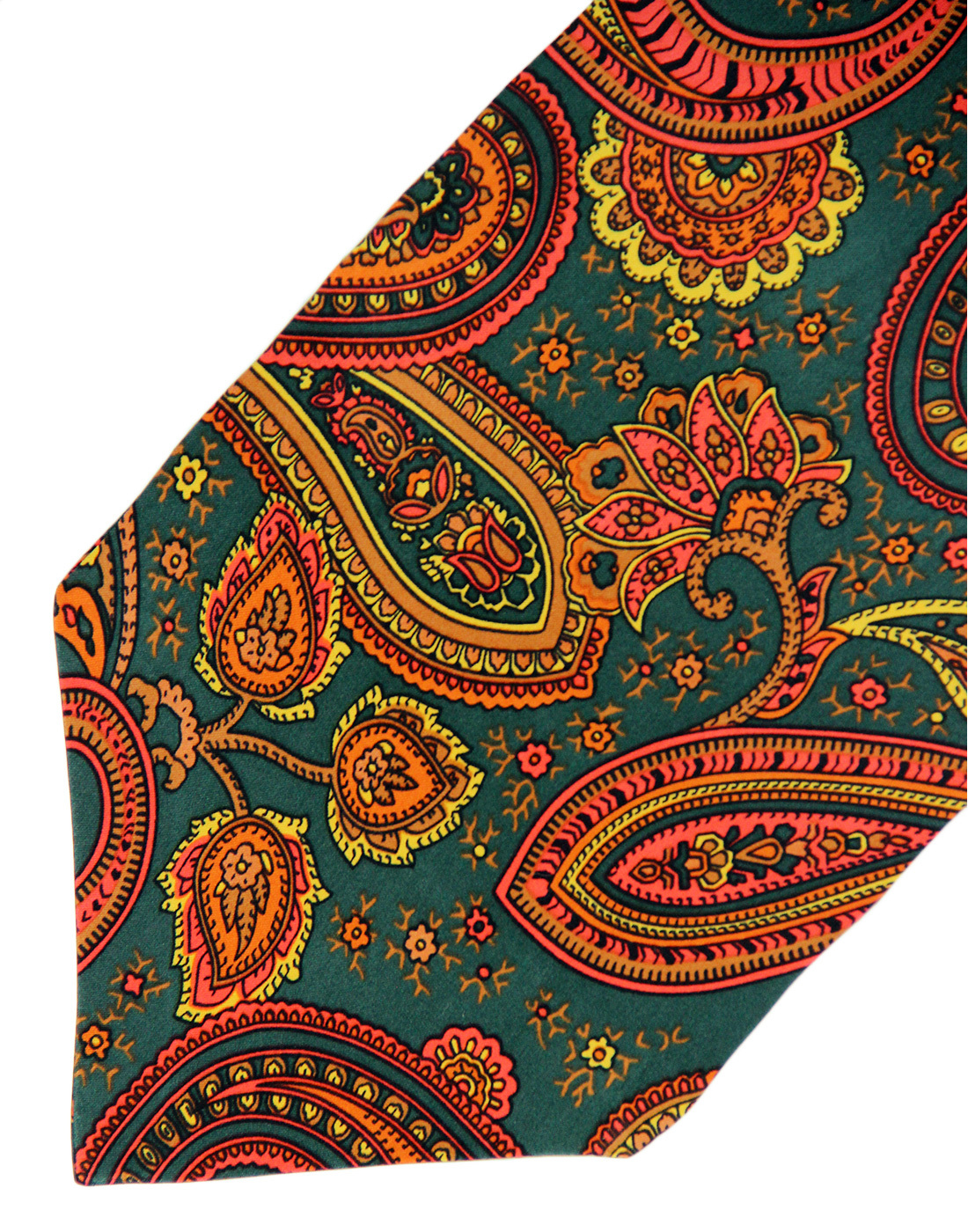 TOOTAL Sixties Mod Floral Paisley Silk Cravat in Gold