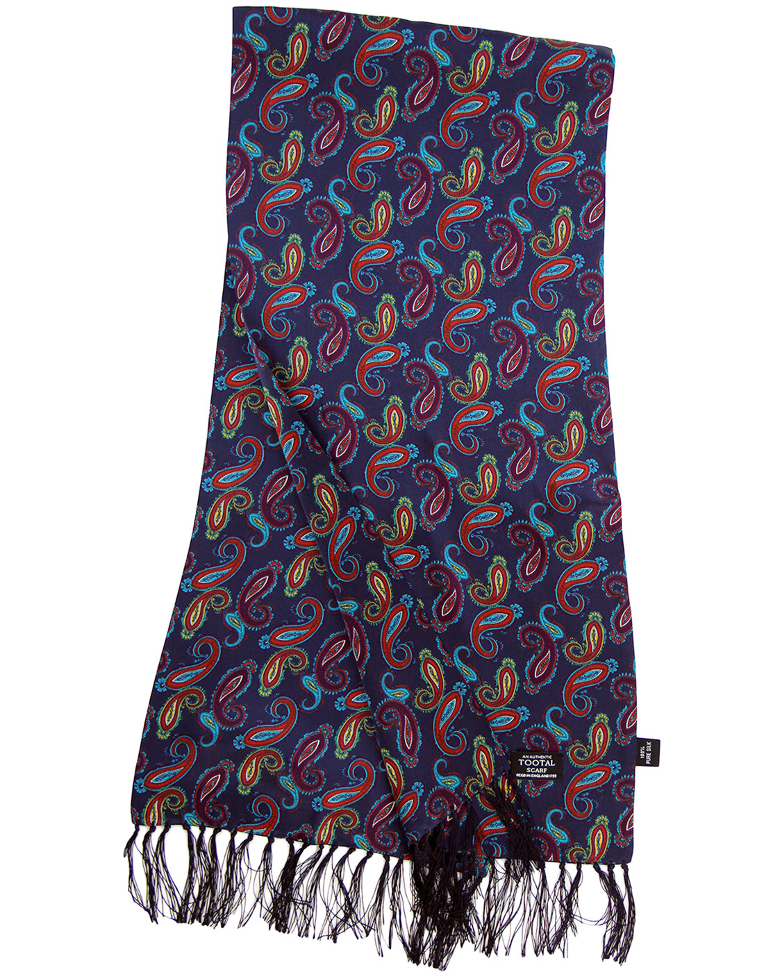 TOOTAL 1960s Retro Mod Floral Paisley Silk Scarf in Purple