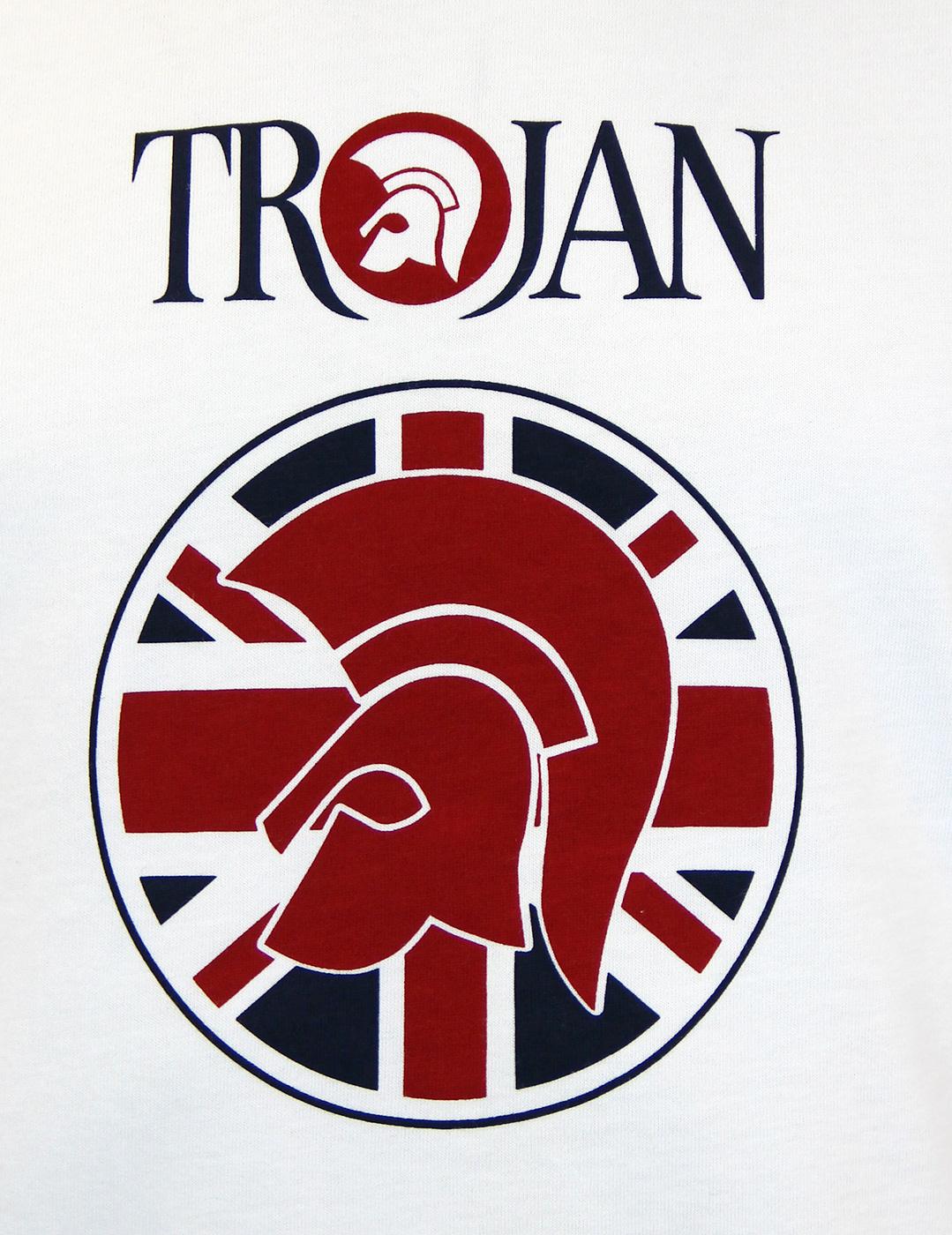 TROJAN RECORDS Retro Mod Union Jack Logo Tee in White