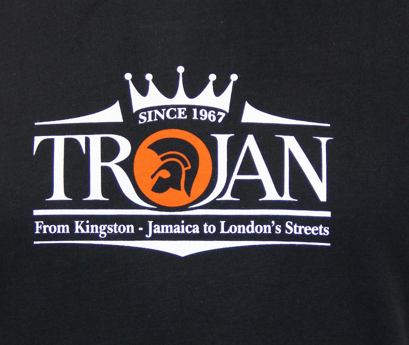 TROJAN RECORDS Retro Mod Signature Logo Tee in Black