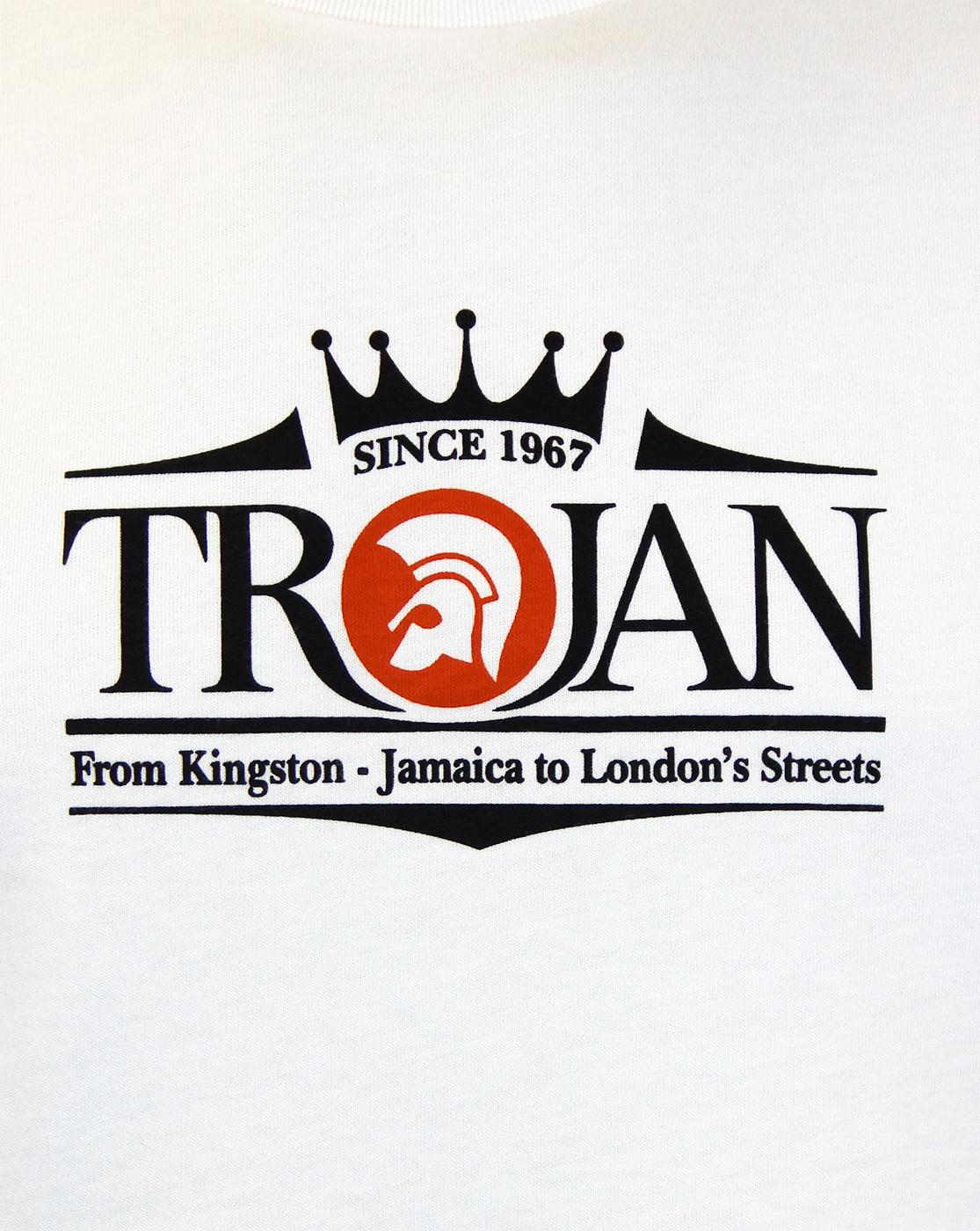 TROJAN RECORDS Retro Mod Signature Logo Tee in White
