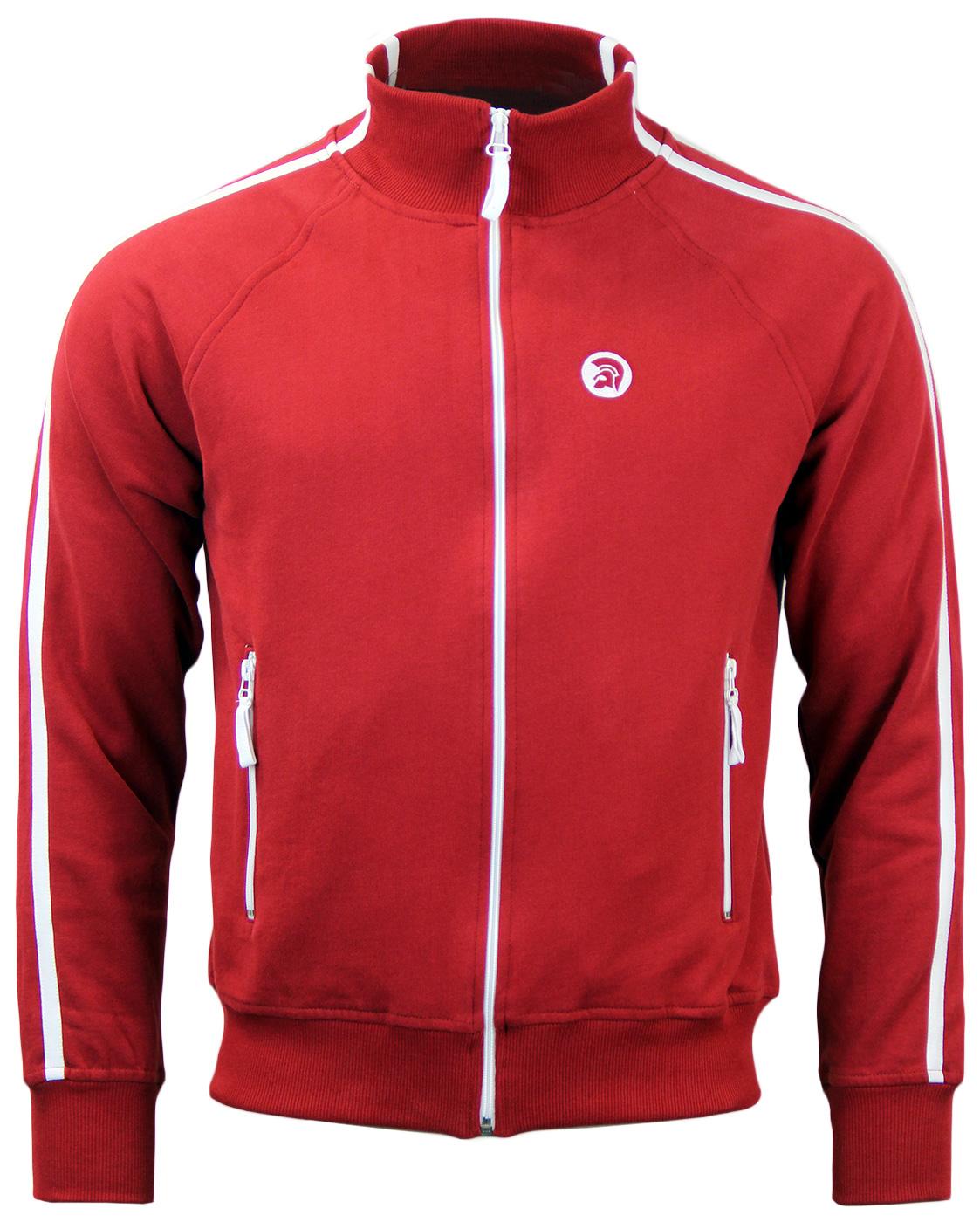 TROJAN RECORDS Retro Indie Twin Stripe Track Top in Blood