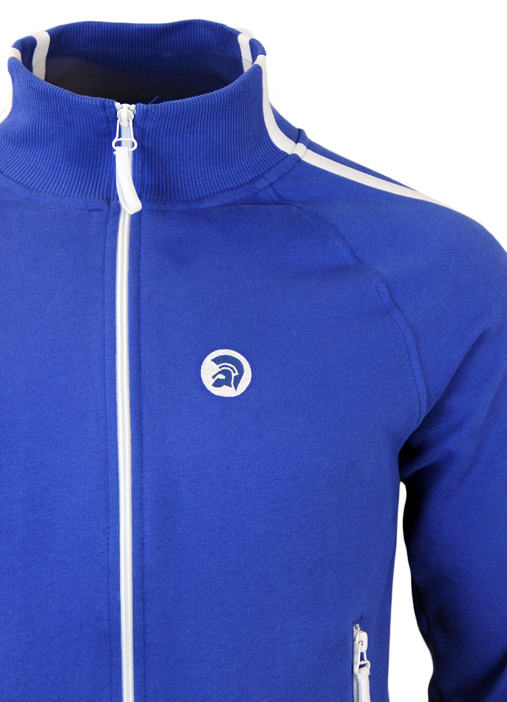 TROJAN RECORDS Retro Indie Twin Stripe Track Top in Cobalt