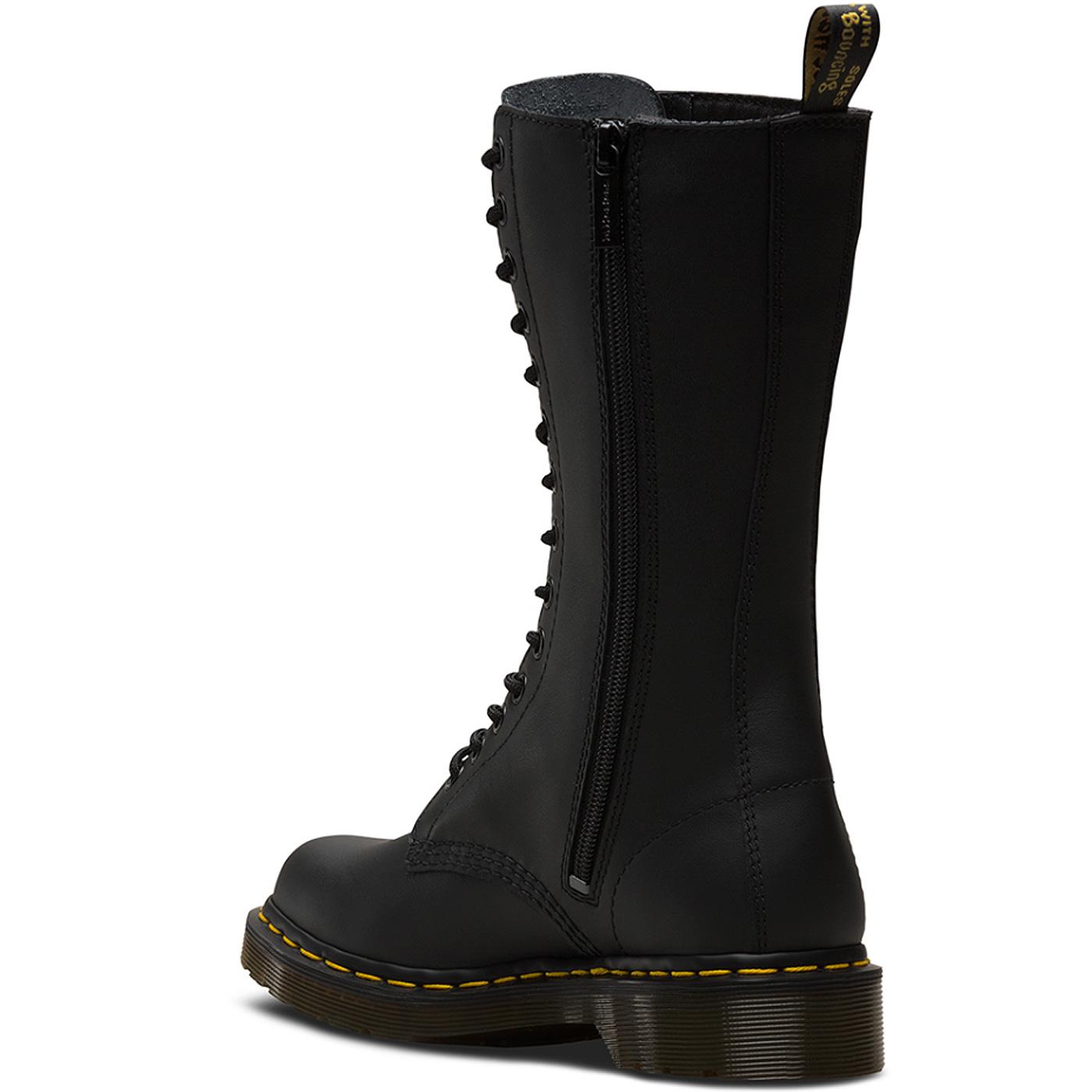 DR MARTENS 1914 Vonda II Floral Knee High Boots Black