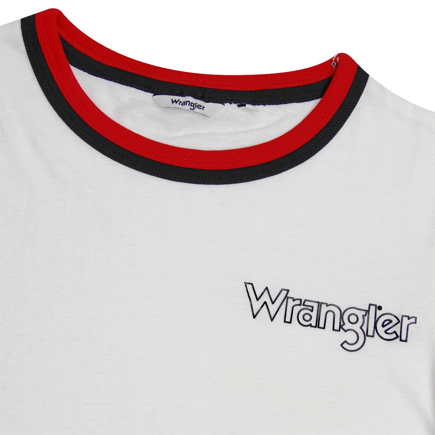 WRANGLER Retro 1980s Indie Two-Tone Ringer Tee in Egret