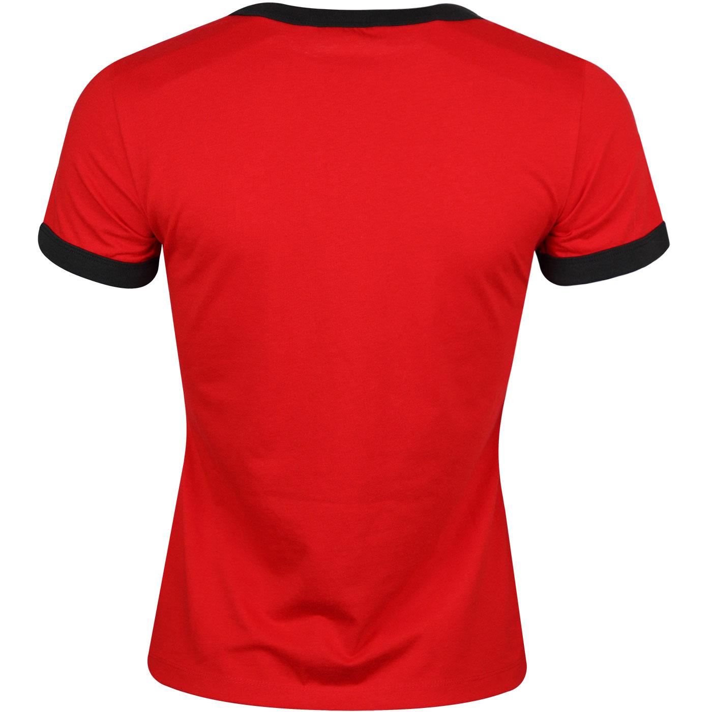 WRANGLER Womens Retro 70s Logo Ringer Tee Formula Red