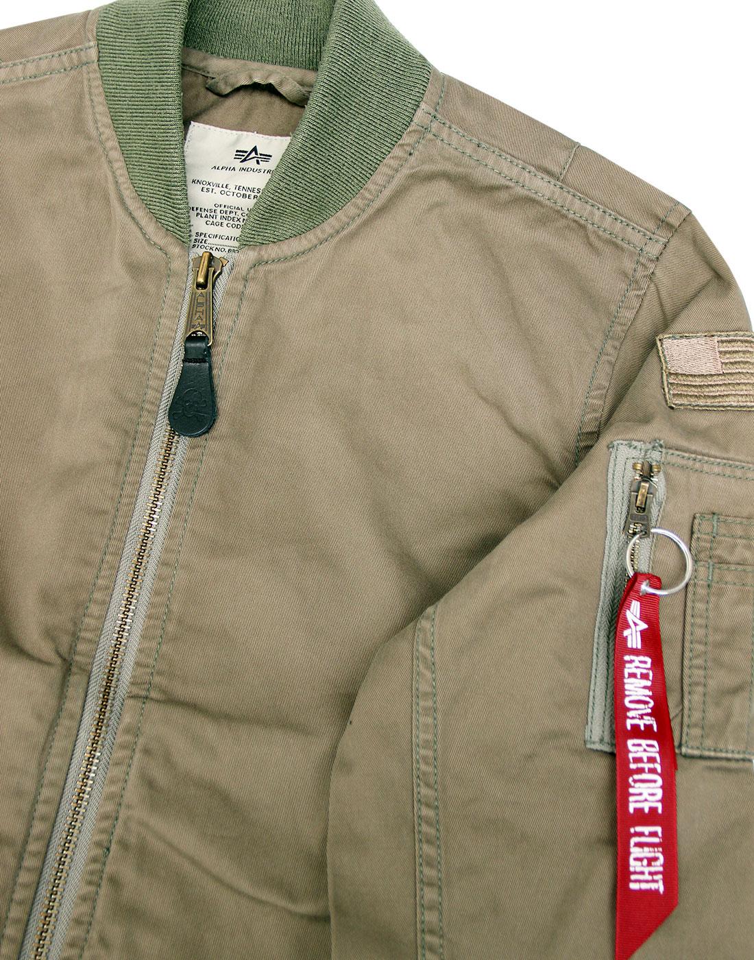 ALPHA INDUSTRIES Mens Ground Crew Military Bomber Olive