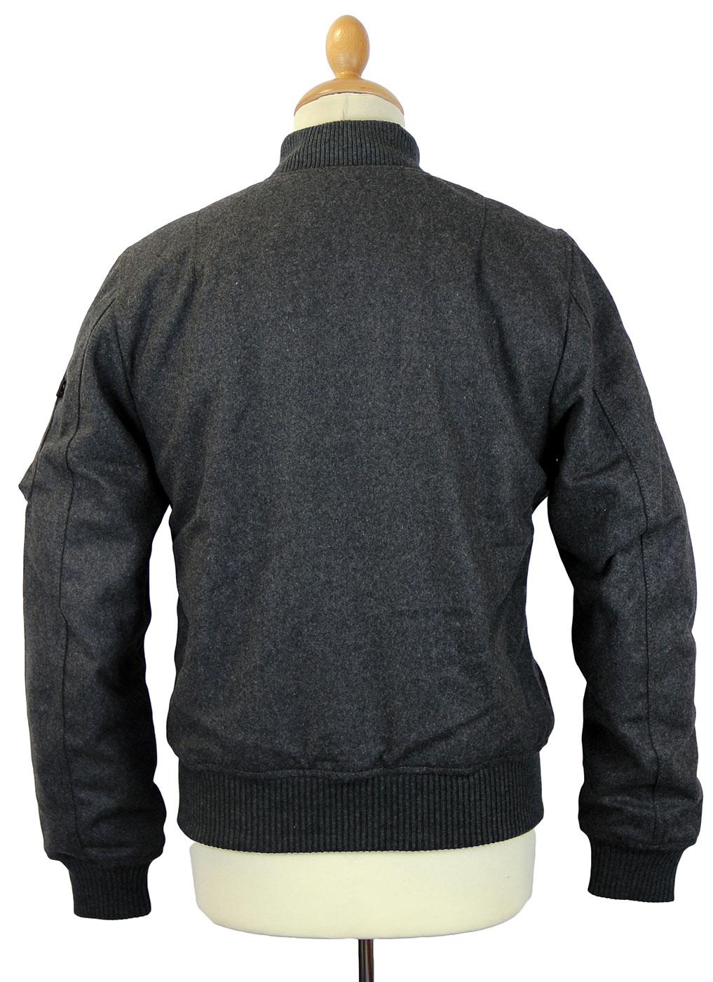 ALPHA INDUSTRIES MA-1 Wool Retro Mod Bomber Jacket in Dark Grey