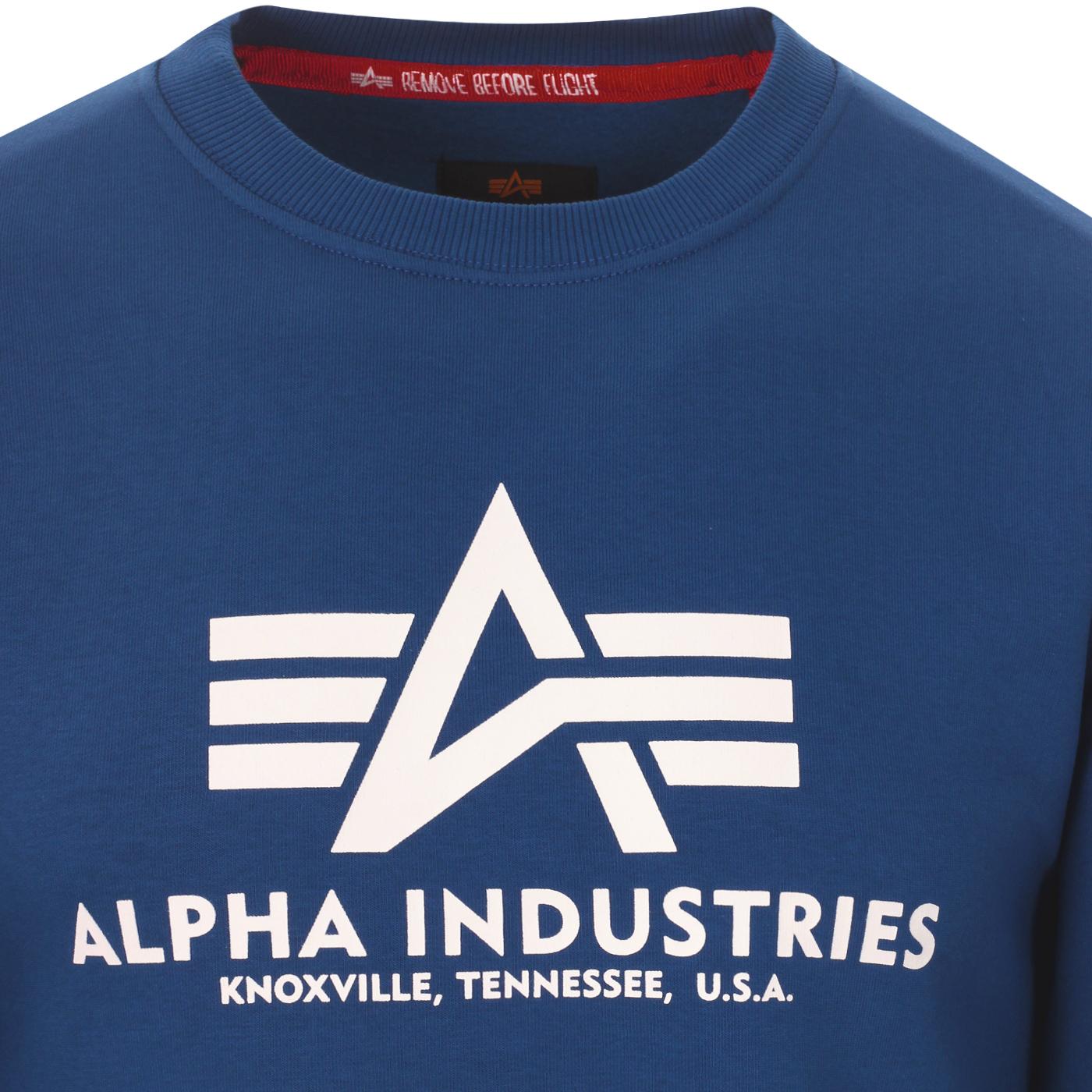 ALPHA INDUSTRIES Retro 90s Logo Sweatshirt in Nasa Blue