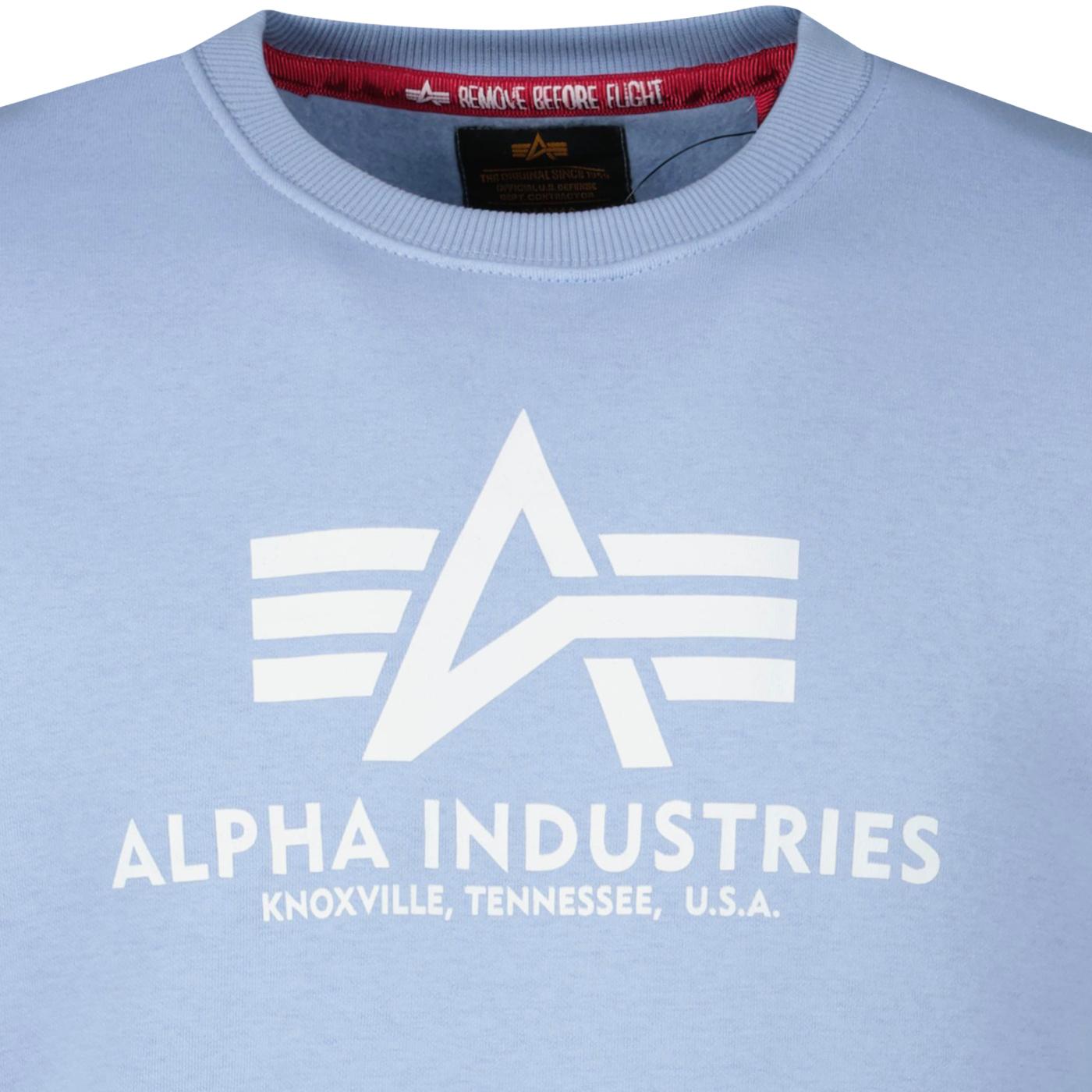 ALPHA INDUSTRIES Retro 90s Logo Sweatshirt in Light Blue