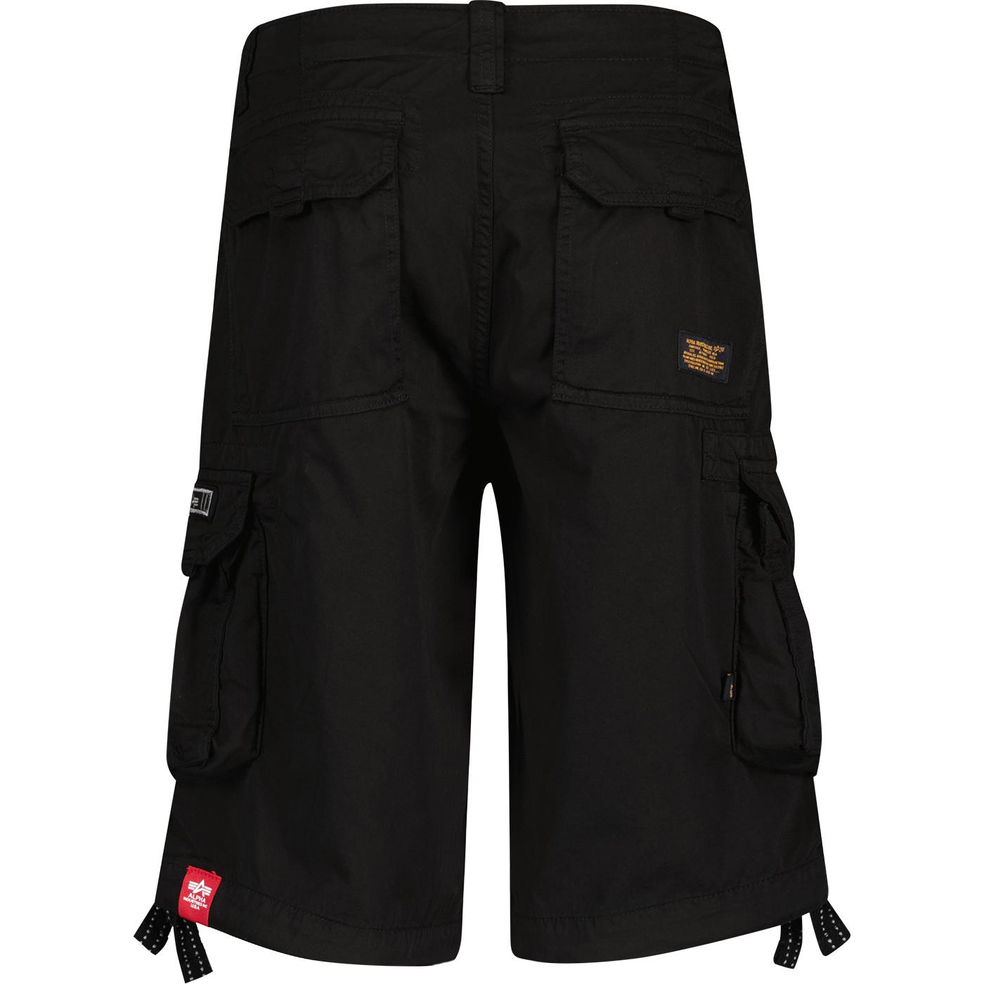 Alpha Industries Retro Jet Peached Cotton Cargo Shorts in Black