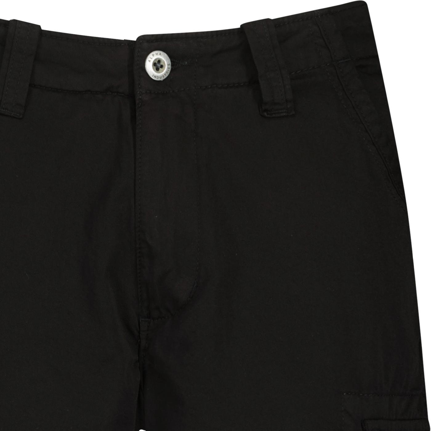 Alpha Industries Retro Jet Peached Cotton Cargo Shorts in Black
