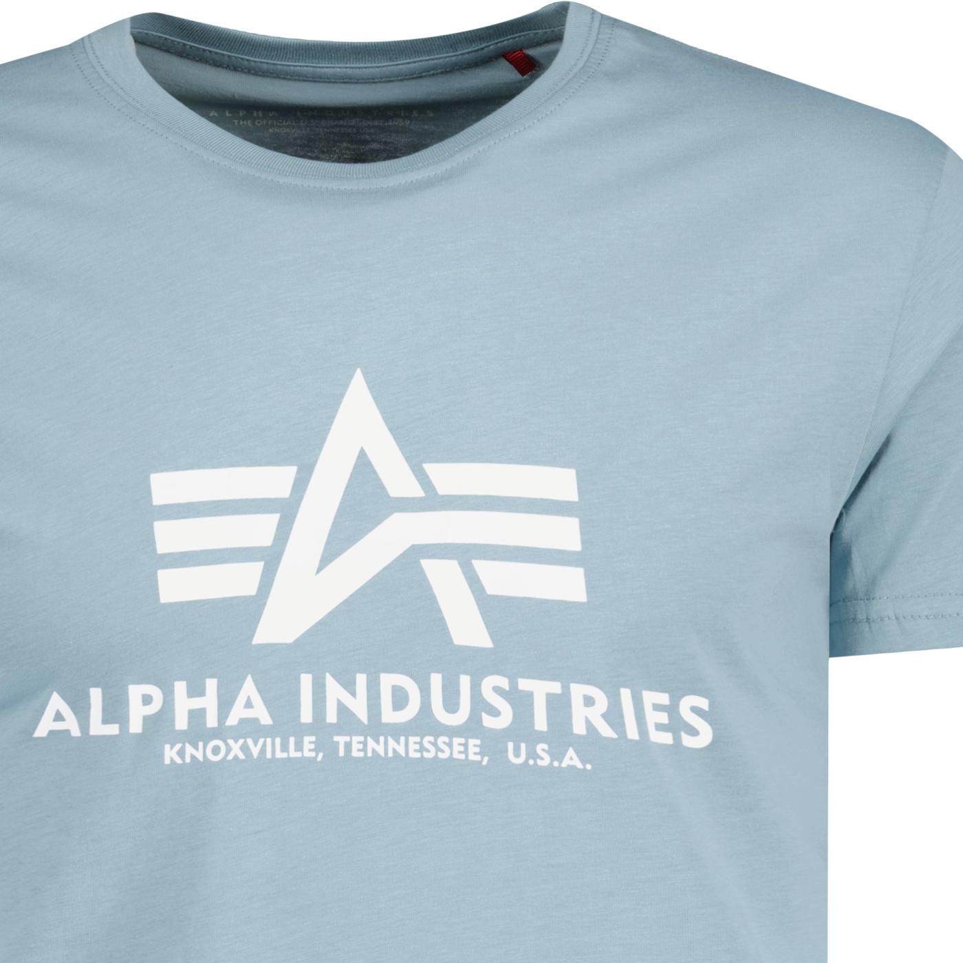 Alpha INDUSTRIES Retro Classic Logo Tee in Grey Blue