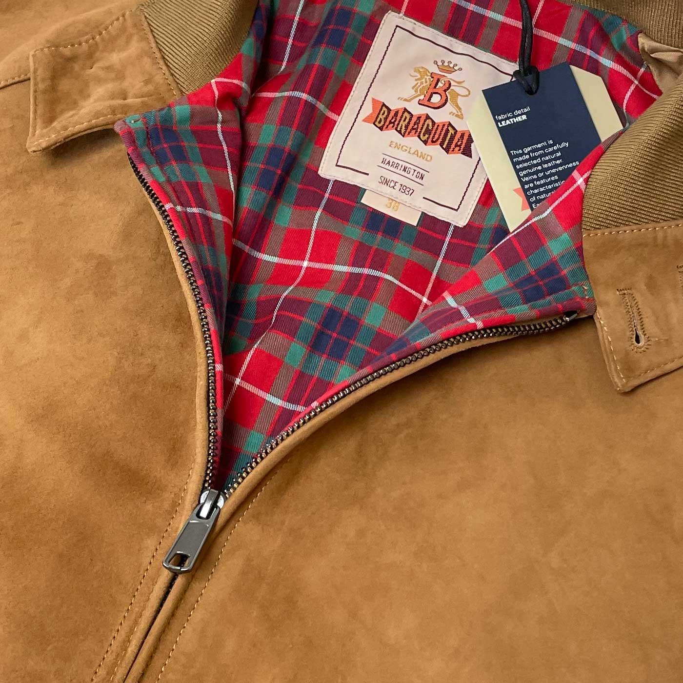BARACUTA G9 Suede Retro Mod Harrington Jacket in Tobacco