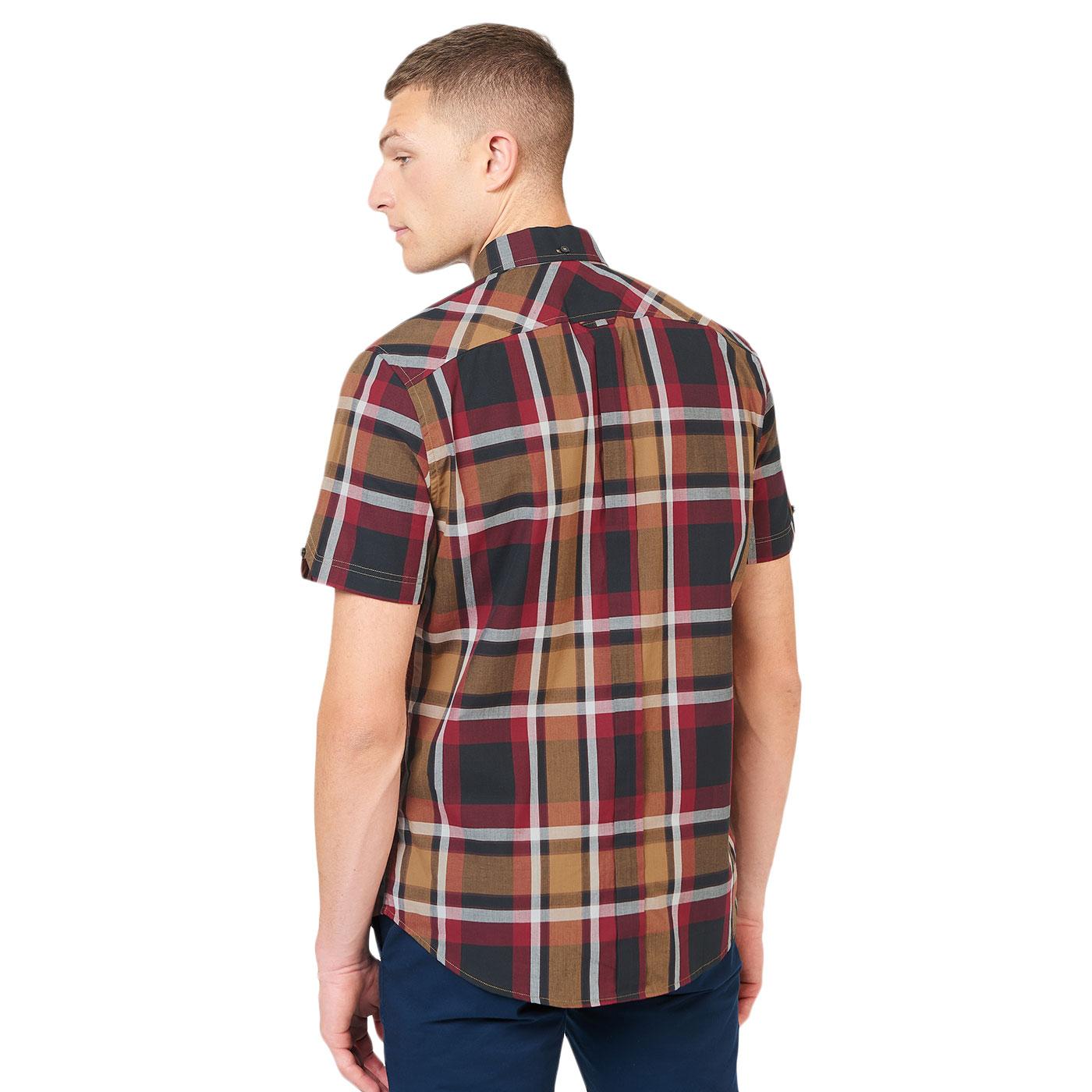 Ben Sherman Retro Mod Block Check Short Sleeve Shirt in Red