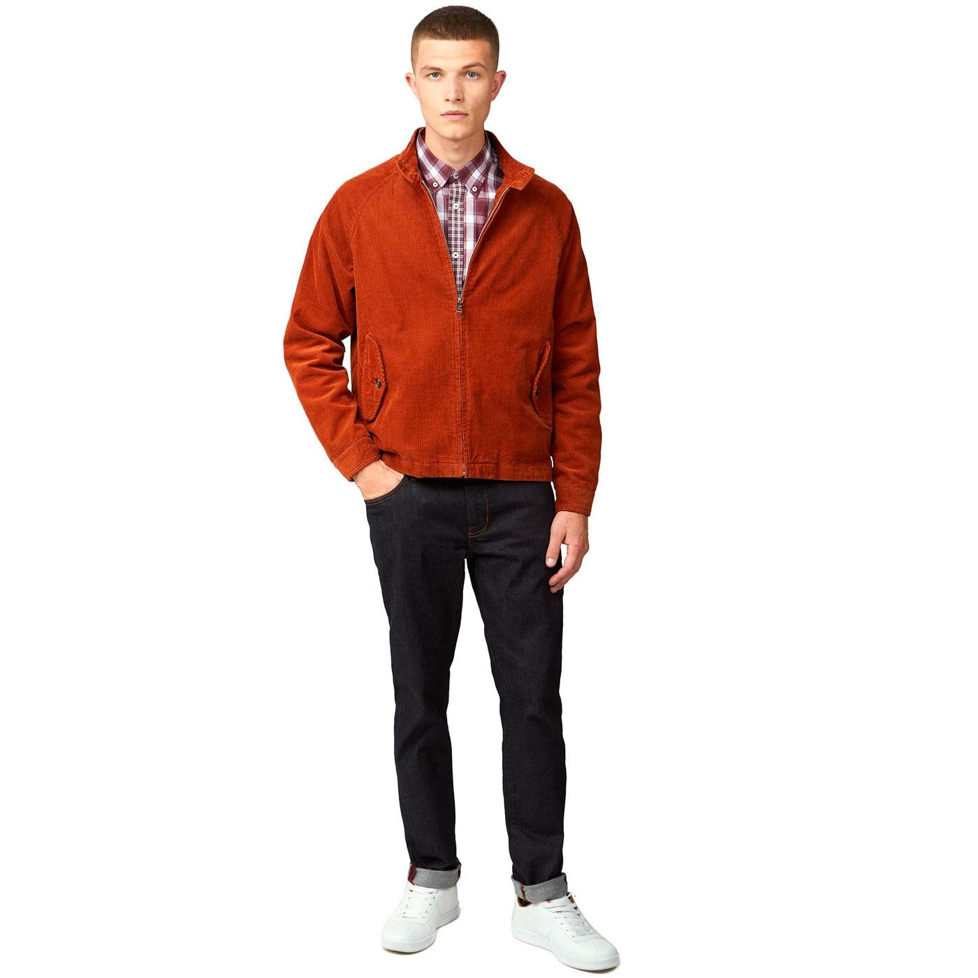 BEN SHERMAN Retro Mod 70s Cord Harrington Jacket in Gold