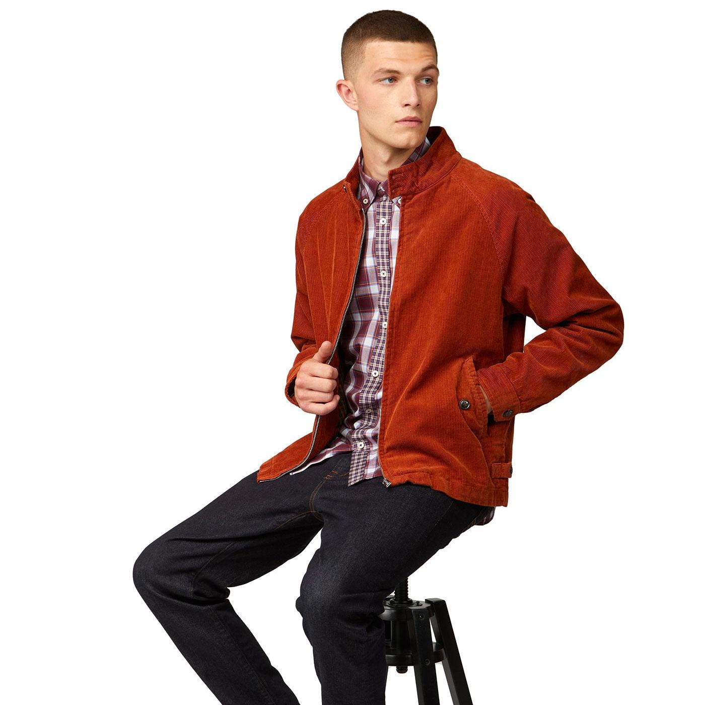 BEN SHERMAN Retro Mod 70s Cord Harrington Jacket in Gold