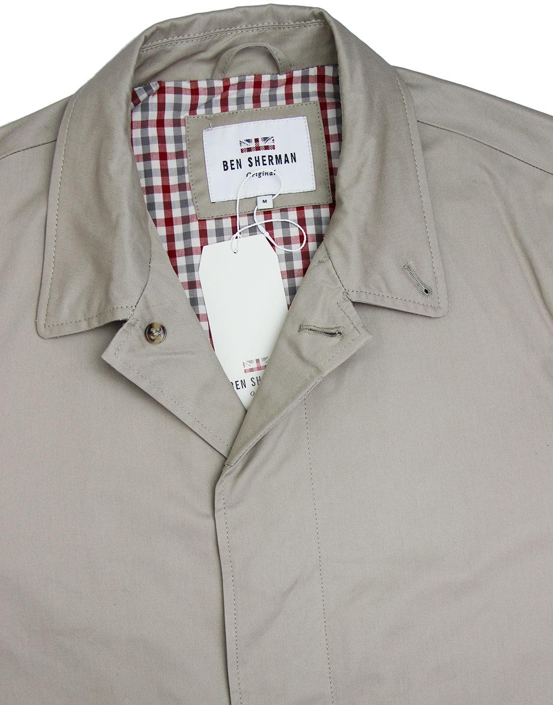 BEN SHERMAN Men's Retro Mod Cotton Mac Jacket in Stone