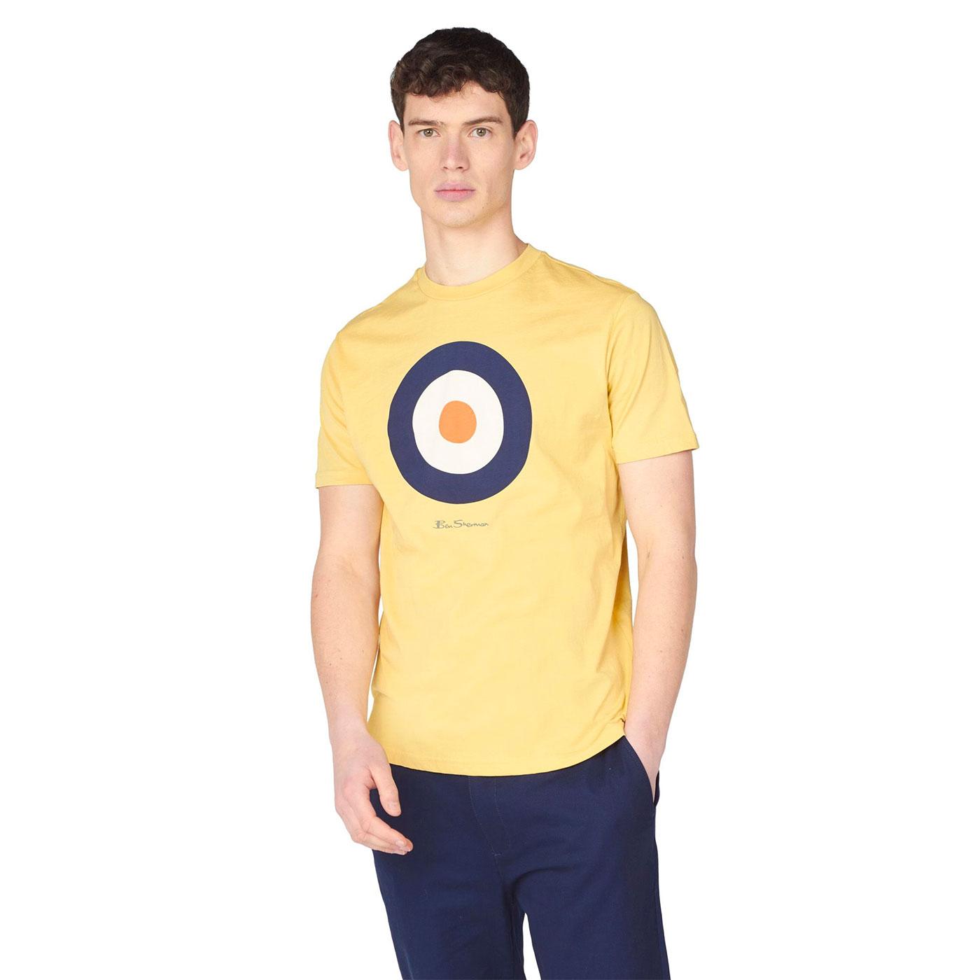 BEN SHERMAN Men's Retro 60s Mod Target T-shirt in Pale Yellow
