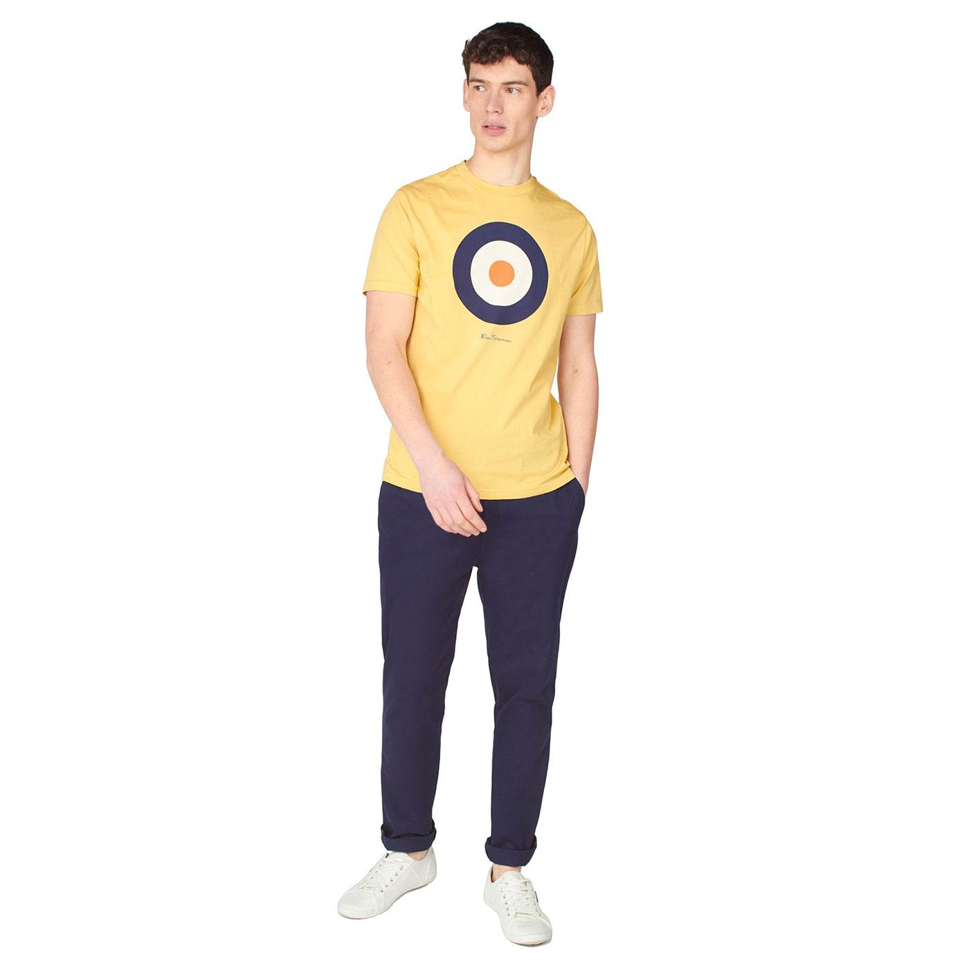 BEN SHERMAN Men's Retro 60s Mod Target T-shirt in Pale Yellow