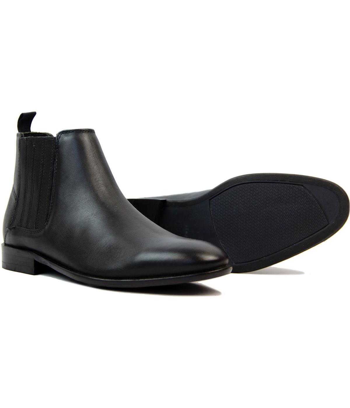 BEN SHERMAN Rame Retro 1960s Mod Leather Gusset Chelsea Boots